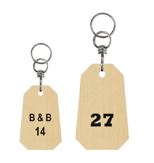Octagonal Brass Hotel Key Tags | Personalised Gold Metal Key Labels ...