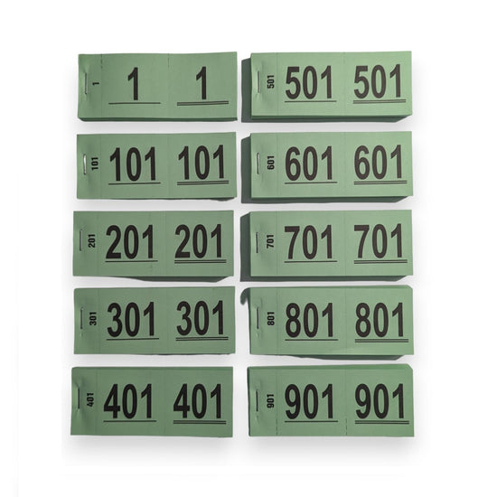 6-Pack Paper Cloakroom Check Tickets | Double Number Raffle Tickets 1 ...