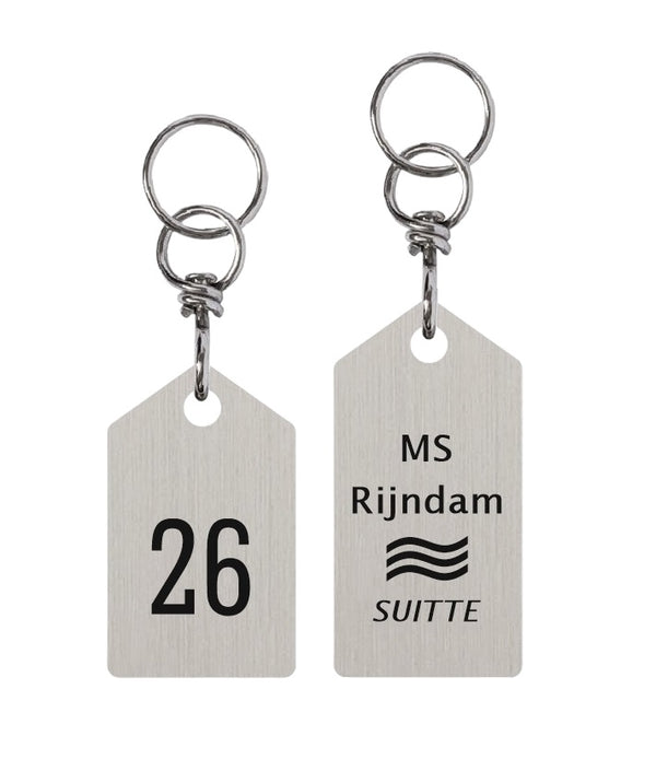 Rectangle Stainless Steel Hotel Key Tags | Personalised Silver Metal ...